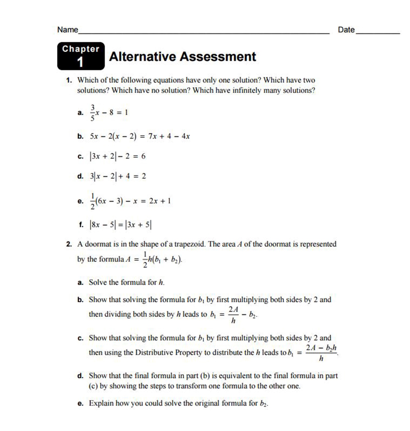 Big Ideas Math: The Alternative Assessment