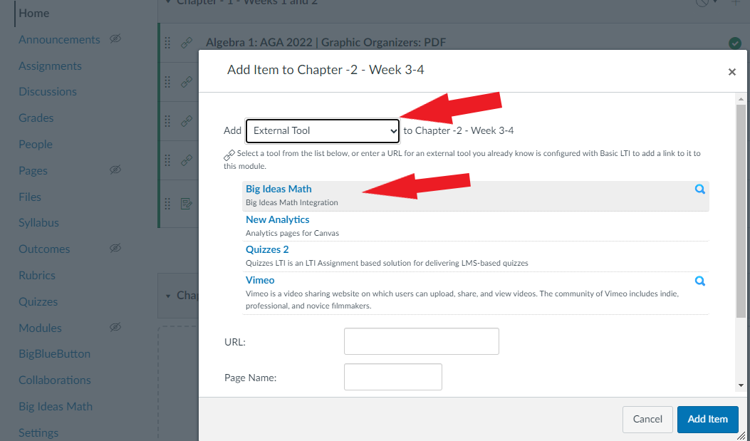 Canvas, Big Ideas Math: Add a Big Ideas Math Resource to a Canvas Course