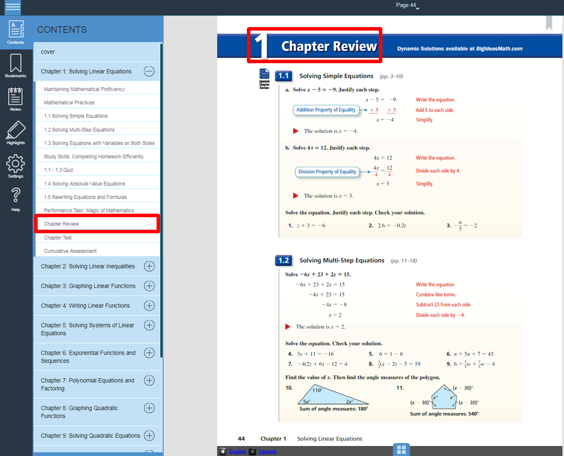 Big Ideas Math: The Chapter Review