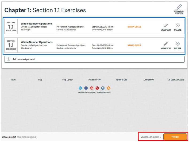 Big Ideas Math: Creating Assignments